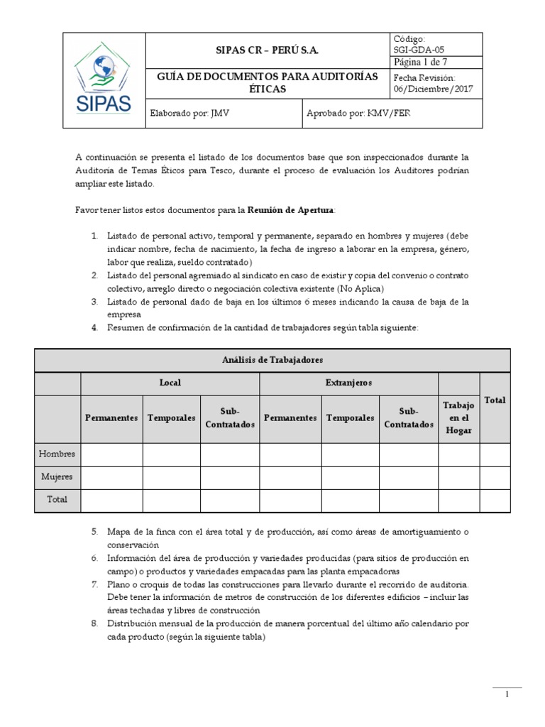 Guía de Documentos para La Auditoría de ETI | PDF | Salario | Auditoría