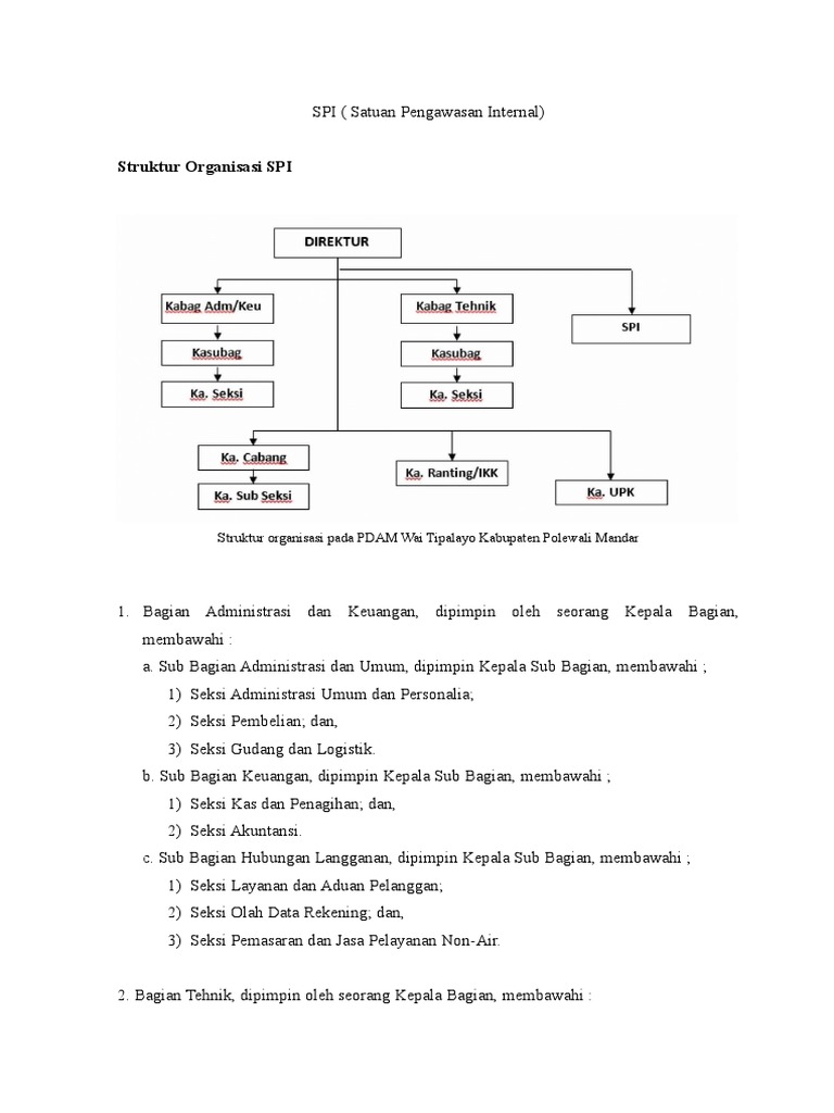 Struktur Organisasi SPI: Struktur Organisasi Pada PDAM Wai Tipalayo ...