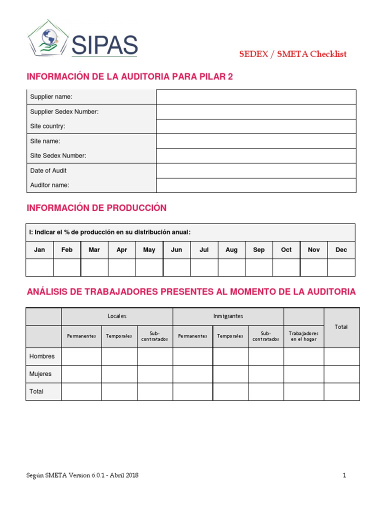 Lista de Control - Chequeo para Sedex - SMETA | PDF | Derecho laboral | Salario