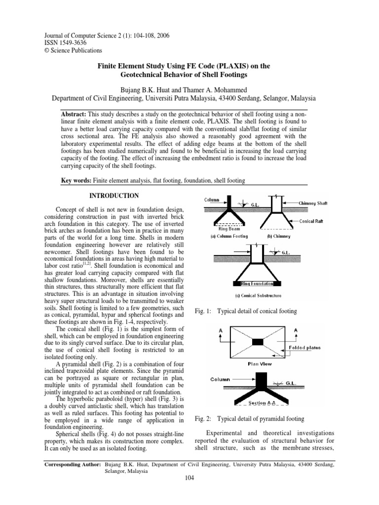 Finite Element Study Using FE Code (PLAXIS) On The Geotechnical Behavior of Shell Footings | PDF ...