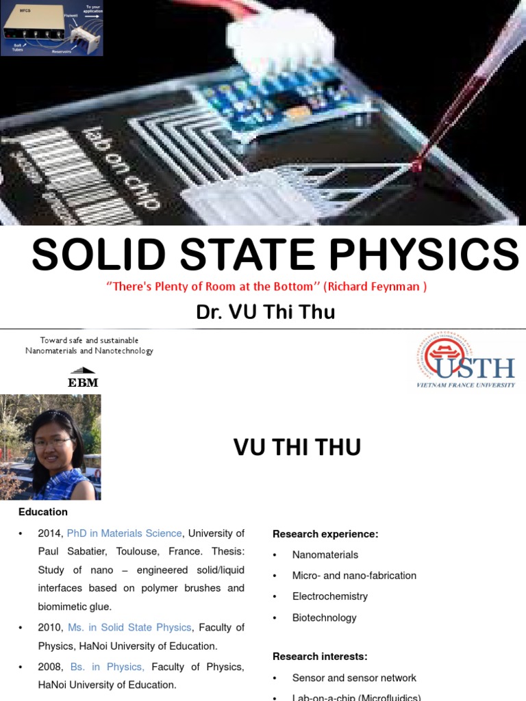 Solid State Physics: Dr. VU Thi Thu | PDF | X Ray Crystallography | Crystal