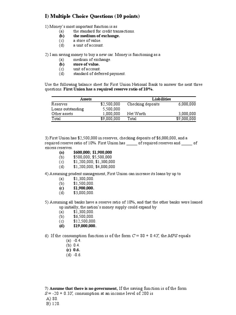 Midterm2 Correction | PDF | Fiscal Multiplier | Reserve Requirement