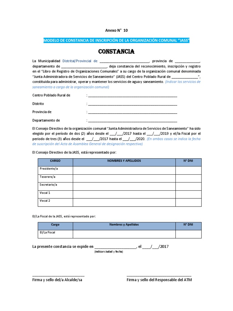 5 Modelo Constancia Inscripcion OC | PDF