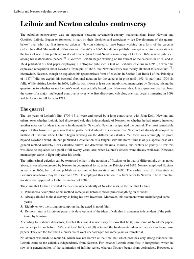 Leibniz and Newton Calculus Controversy | Isaac Newton | Gottfried ...