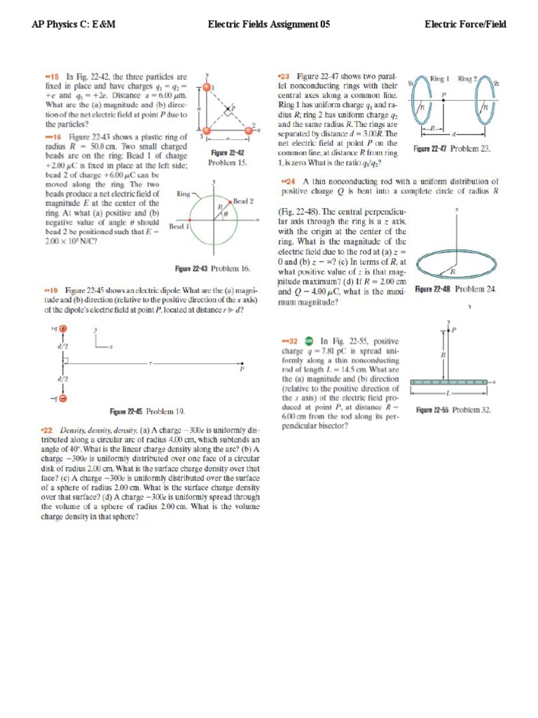 Physics C: E&M Fields Assignment 05 Force/Field | PDF