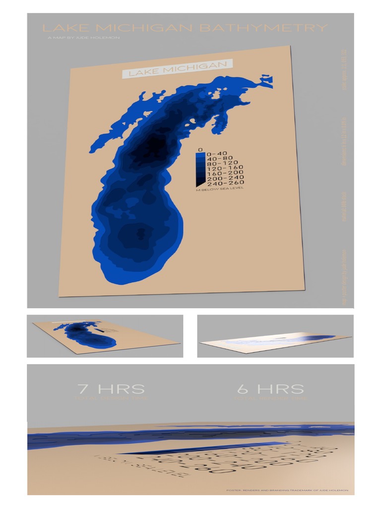 Lake Michigan Bathymetry Render Poster | PDF