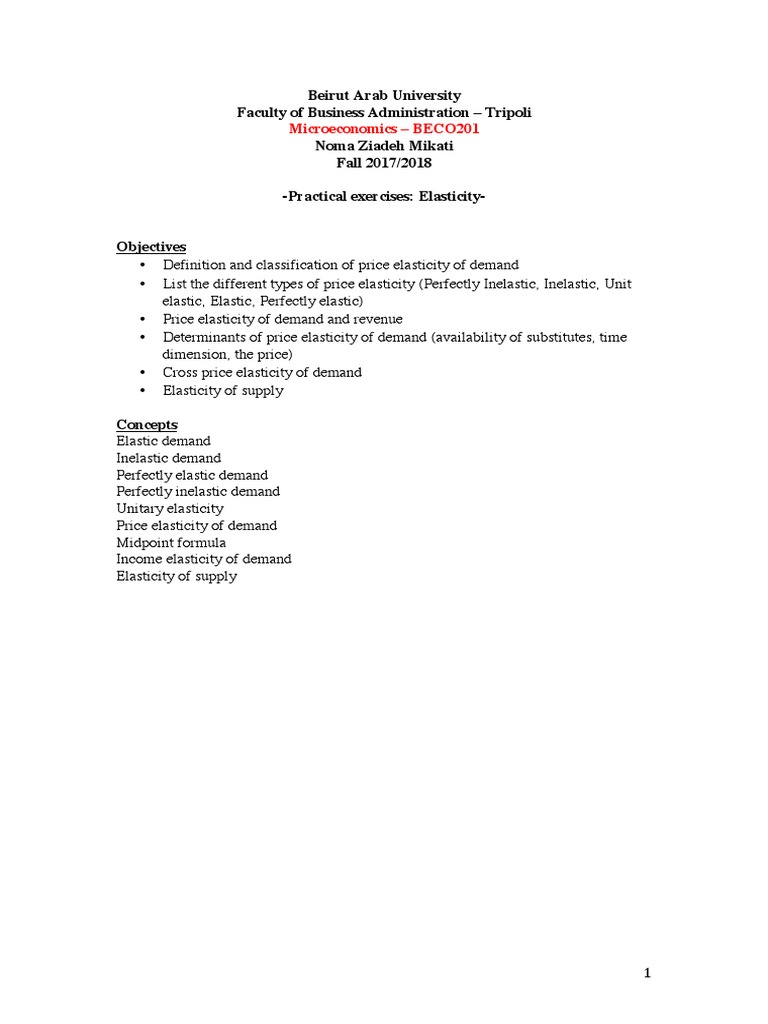 Exercises Elasticity Pdf Price Elasticity Of Demand Demand