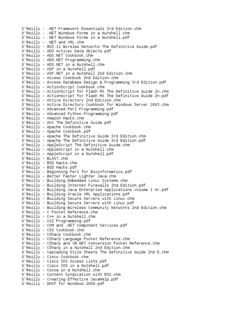 Books Oreilly Collection List | PDF | Java (Programming Language ...
