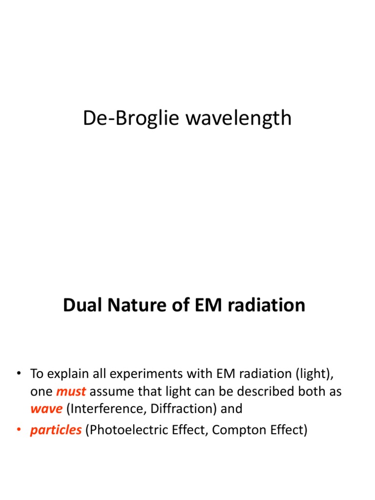 De-Broglie Wavelength-1 PDF | PDF | Electron | Waves
