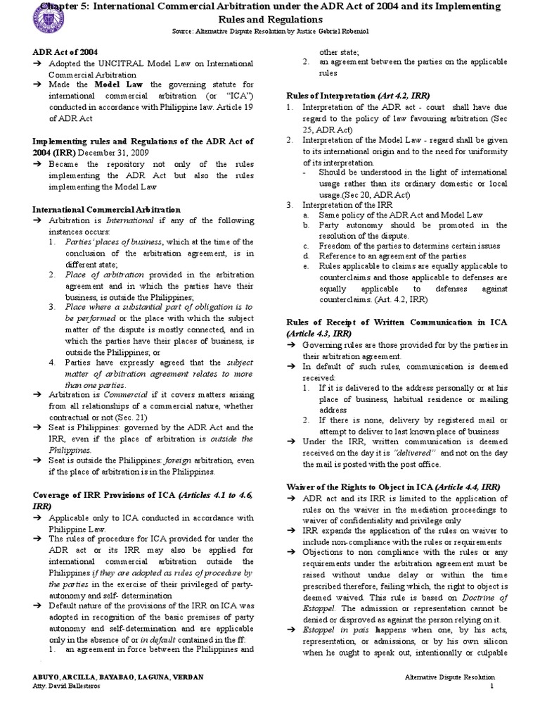 Chap.5 ADR | PDF | Alternative Dispute Resolution | Arbitration