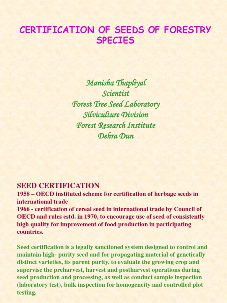 Seed Certification | Download Free PDF | Seed | Forestry