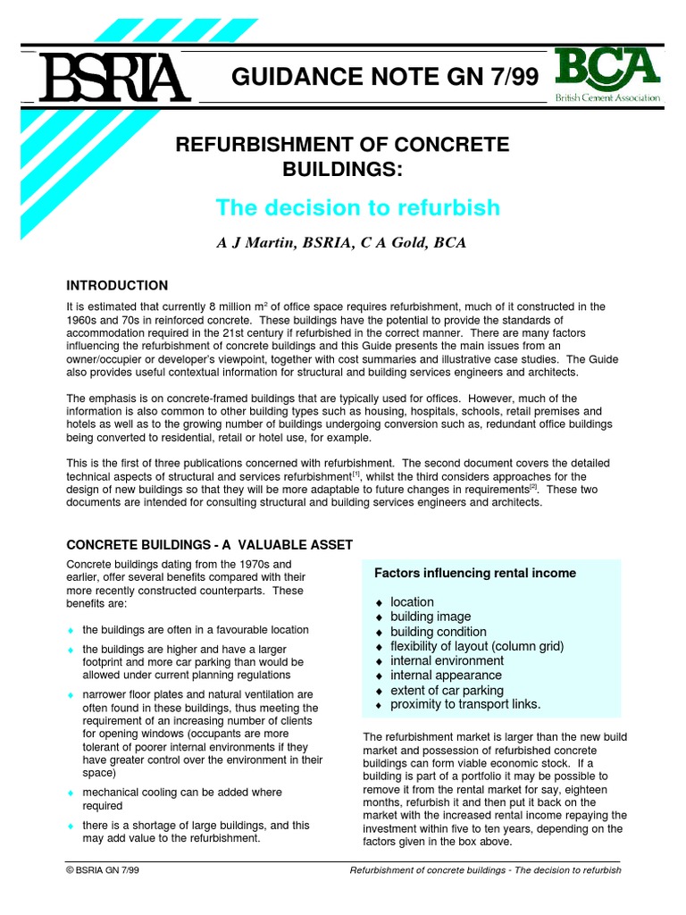 Refurbishment of Concrete Buildings the Decision to Refurbish (Sample ...