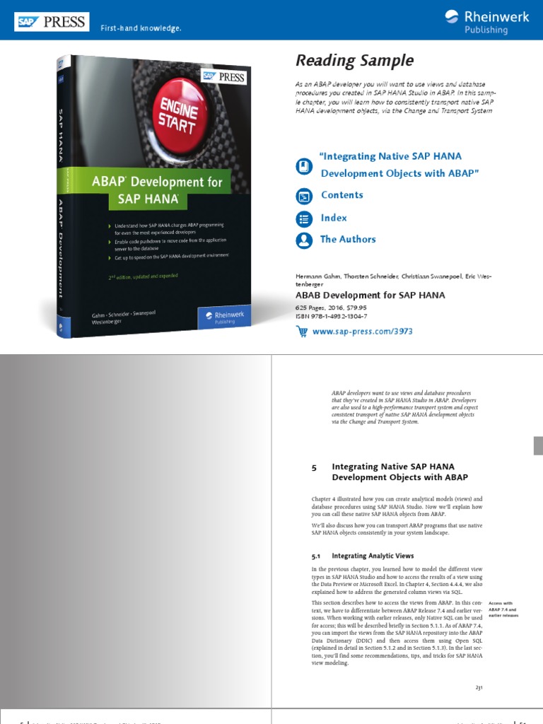 Sap Press Abap Development For Sap Hana Pdf Parameter Computer Programming Databases