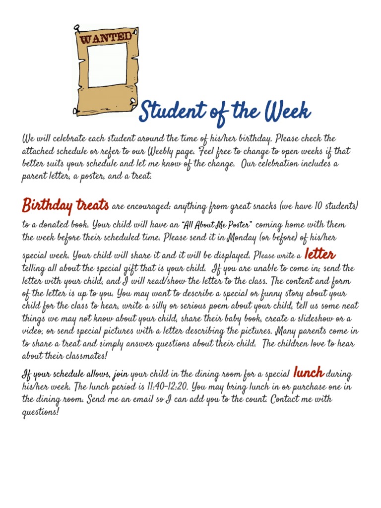 Student of the Week Celebration Guide | PDF