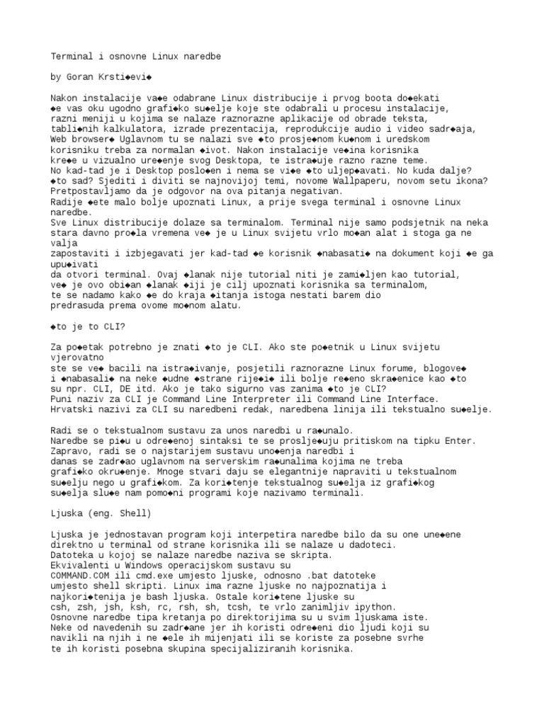 Terminal I Osnovne Linux Naredbe | PDF