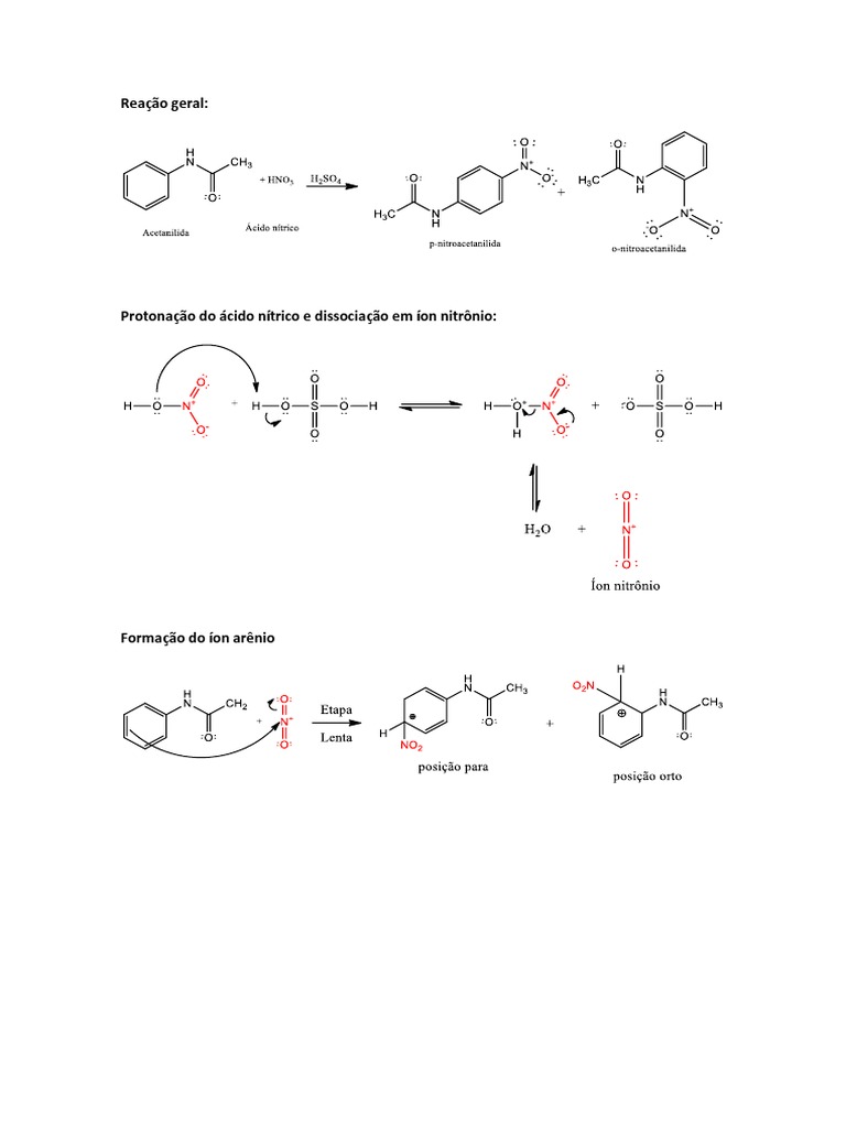 Mecanismo de Reação P-Nitroacetanilida | PDF
