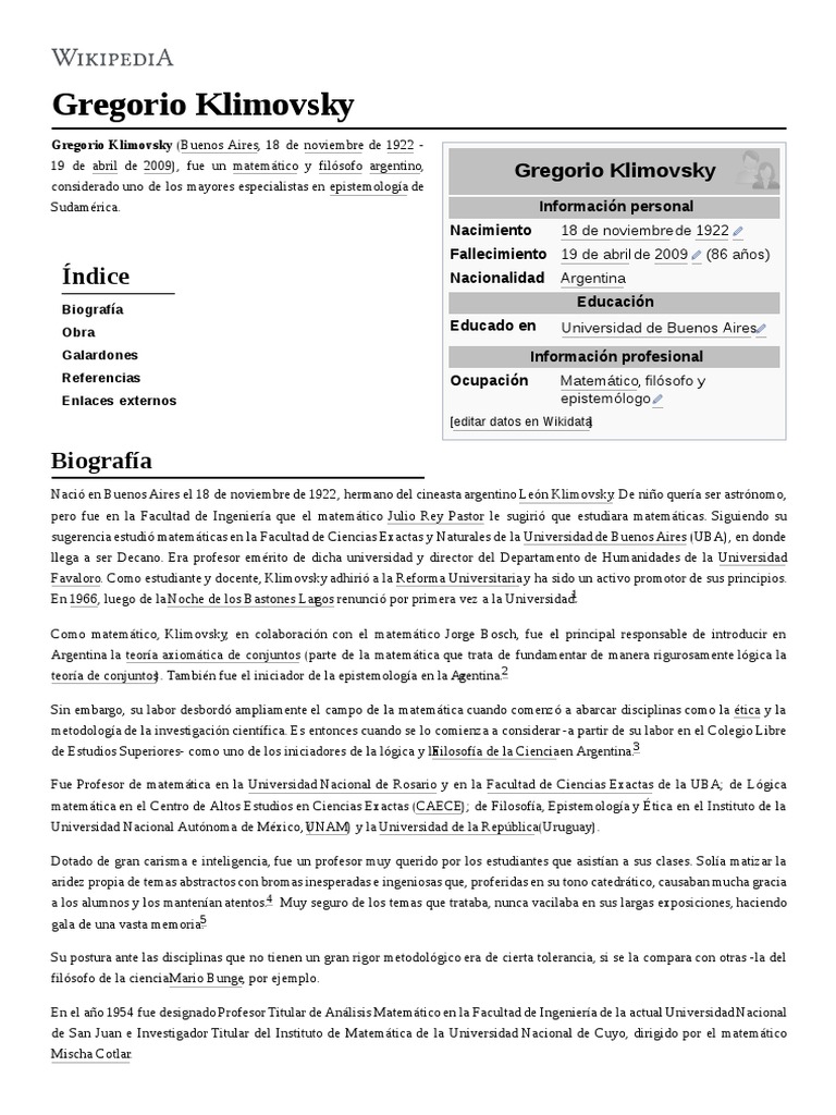 Gregorio Klimovsky | PDF | Science | Enseñanza de matemática