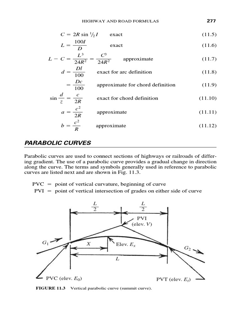 Parabolic Curves: Highway and Road Formulas | PDF