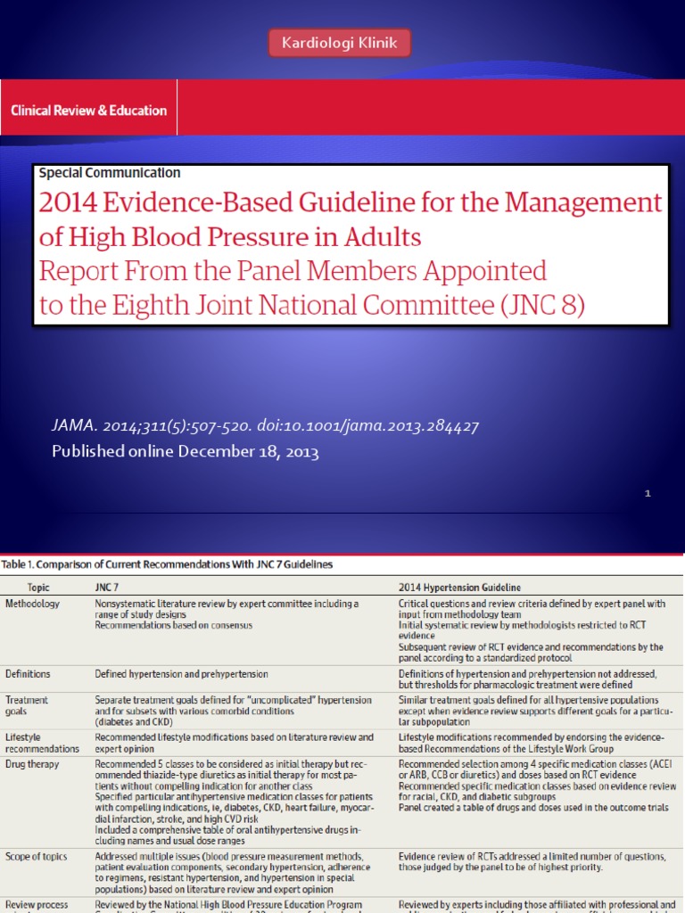 Kardiologi Klinik JNC 8 | PDF | Hypertension | Chronic Kidney Disease
