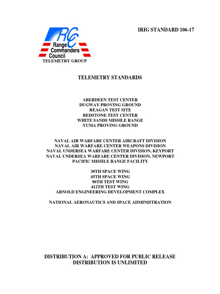 IRIG 106-17 Telemetry Standards | PDF | Telemetry | Radio