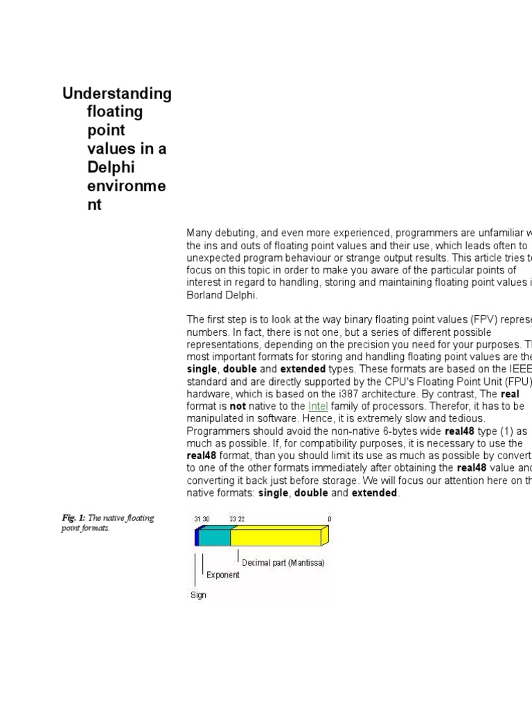 Floating Point Numbers in Delphi | PDF | Exponentiation | Bit
