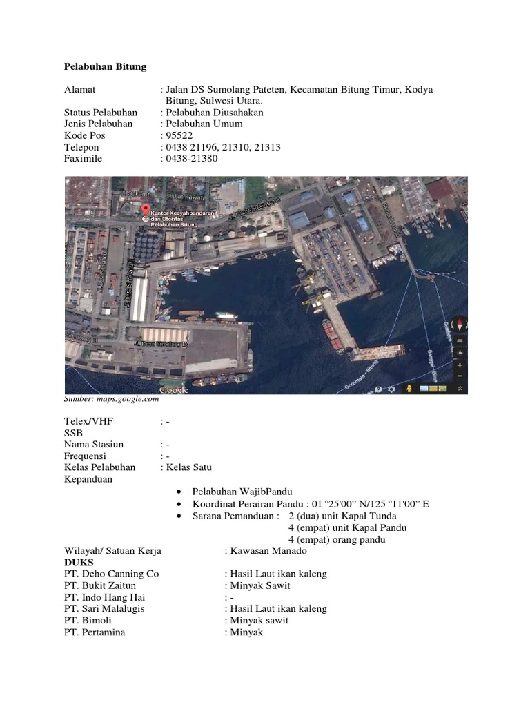 Pelabuhan Bitung: Fasilitas dan Informasi Lengkap | PDF