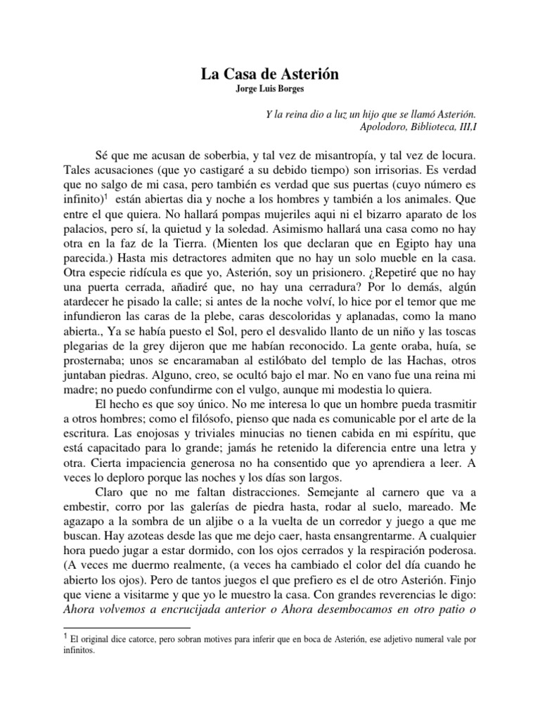 La Casa de Asterión - Jorge Luis Borges | PDF | Minotauro
