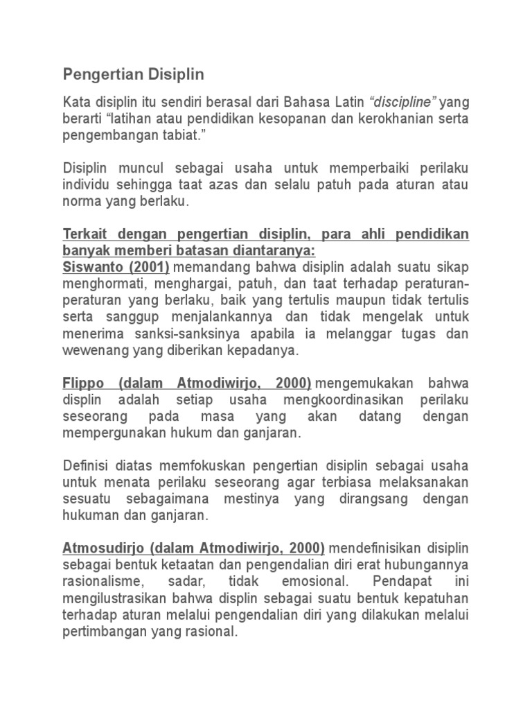 Pengertian Disiplin | PDF