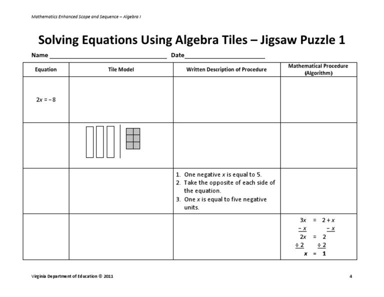 Algebra Tiles 3 | PDF