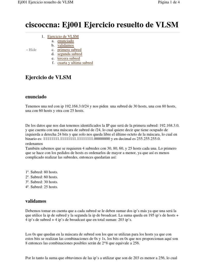 VLSM Resuelto | PDF | Dirección IP | Poco