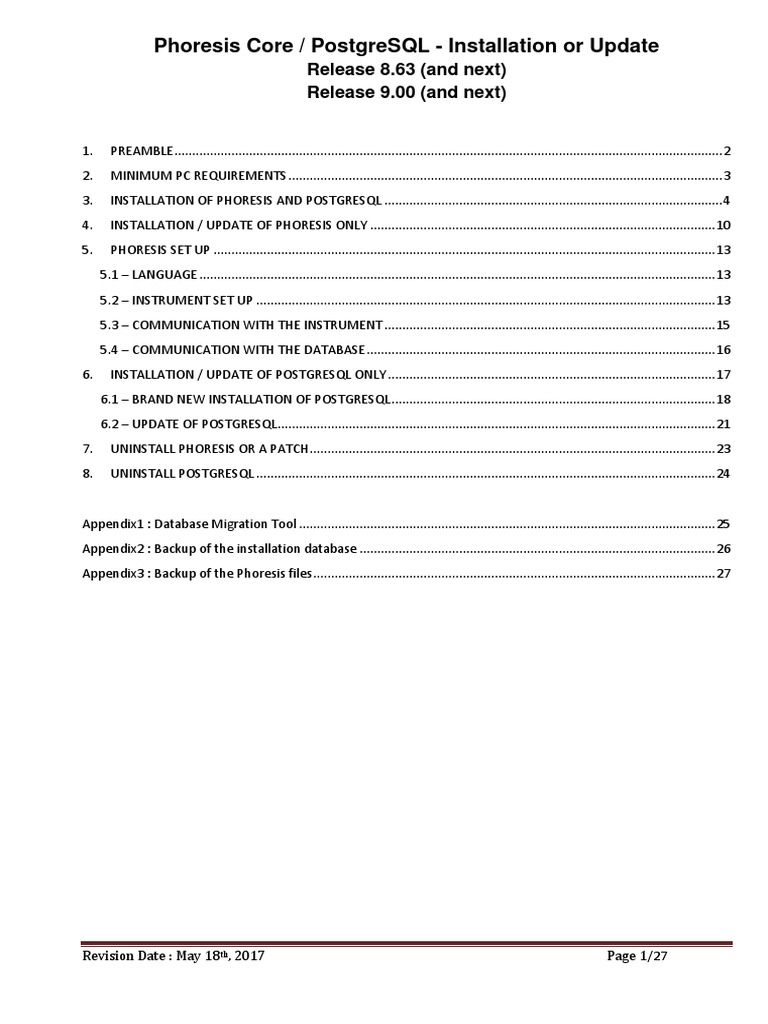 Installation-Update For Phoresis Core-PostgreSQL PDF | PDF | Postgre Sql | Backup