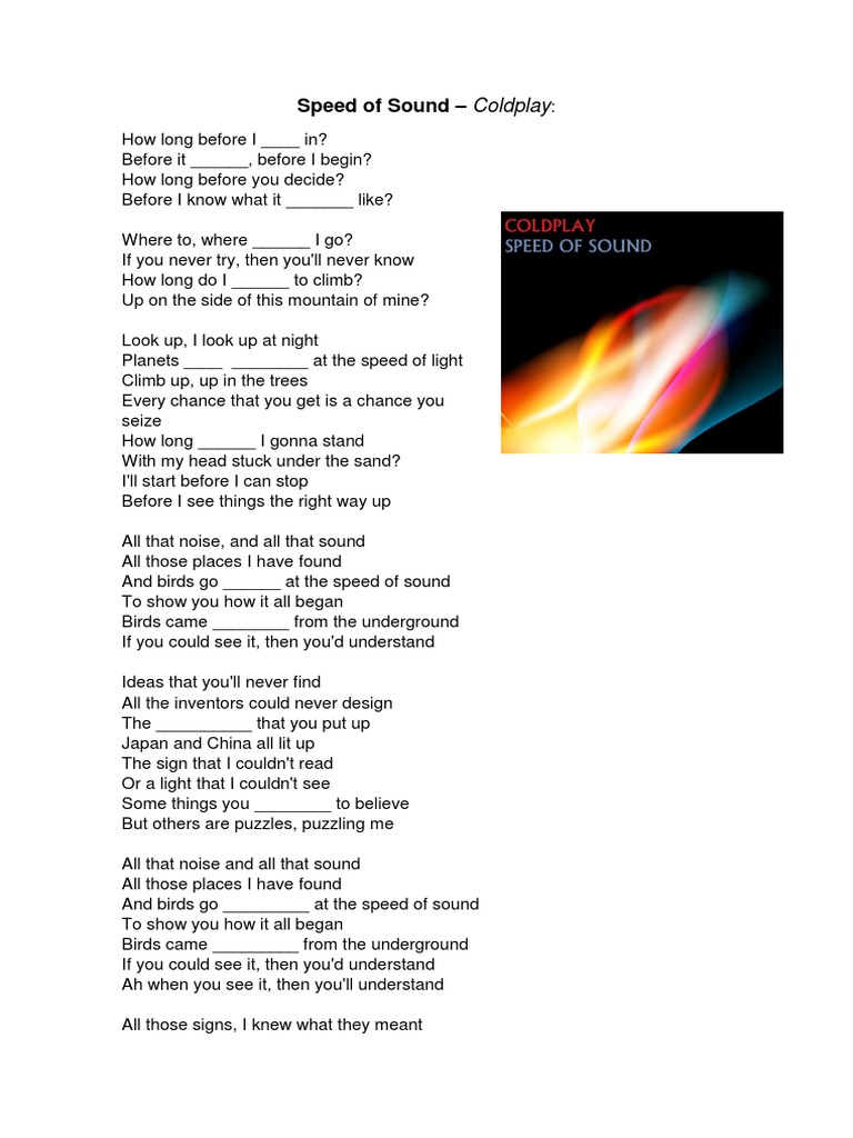 Speed of Sound: - Coldplay | PDF | Language Arts & Discipline | Art
