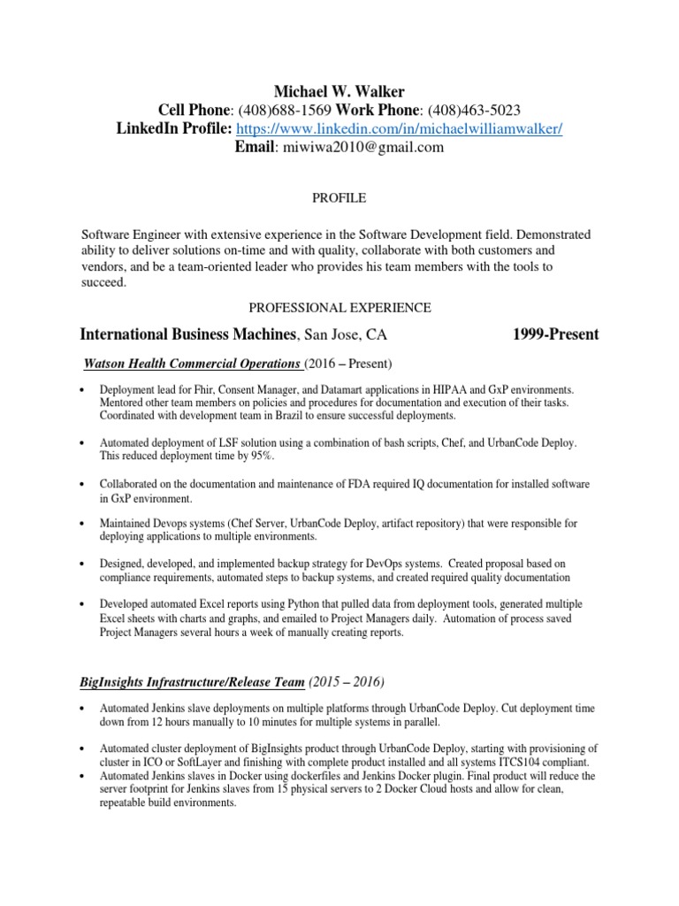 Michael Walker Resume | PDF | Cloud Computing | Open Stack