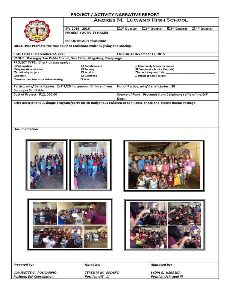 Narrative-Report Outreach Prog | PDF