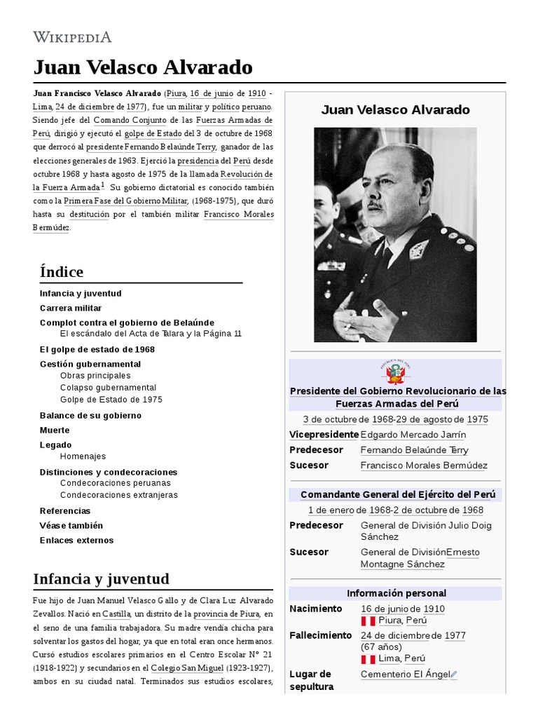 Juan Velasco Alvarado | PDF | Gobierno | Política (general)