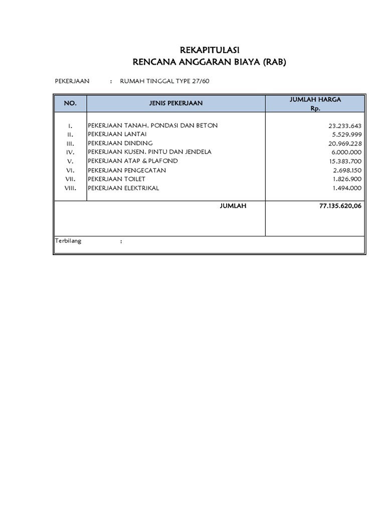 Rekap Rab Rumah 27 | PDF