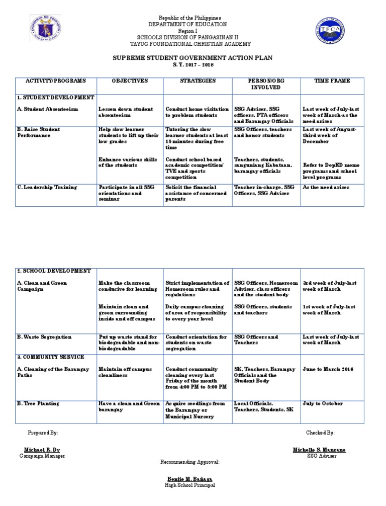 Action Plan SSG | PDF | Teachers | Psychotherapy