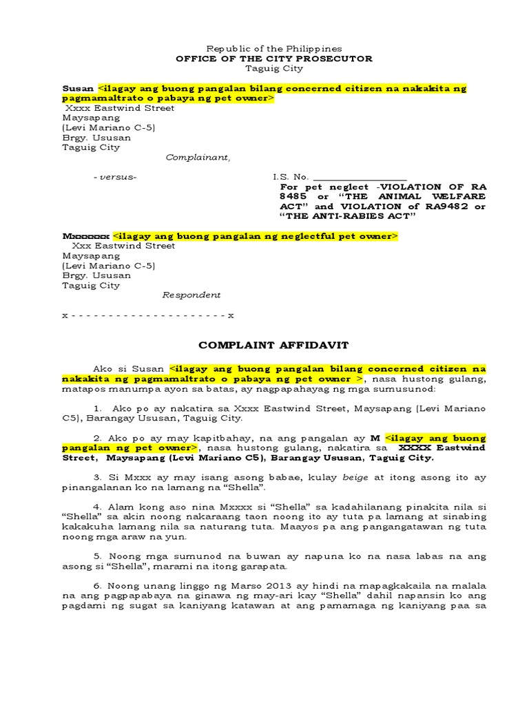 Sample Format of Sworn Statement (Narrative) | PDF