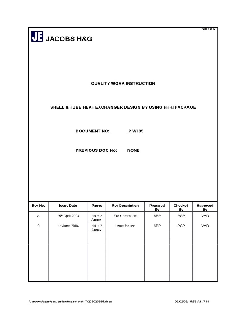 Shell Tube Heat Exchanger | PDF | Heat Exchanger | Mechanics