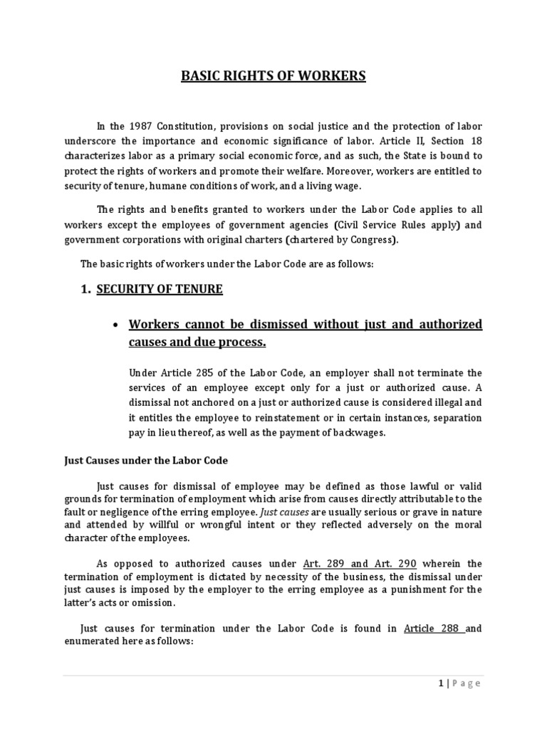 Basic Rights of Workers | PDF | Overtime | Employment