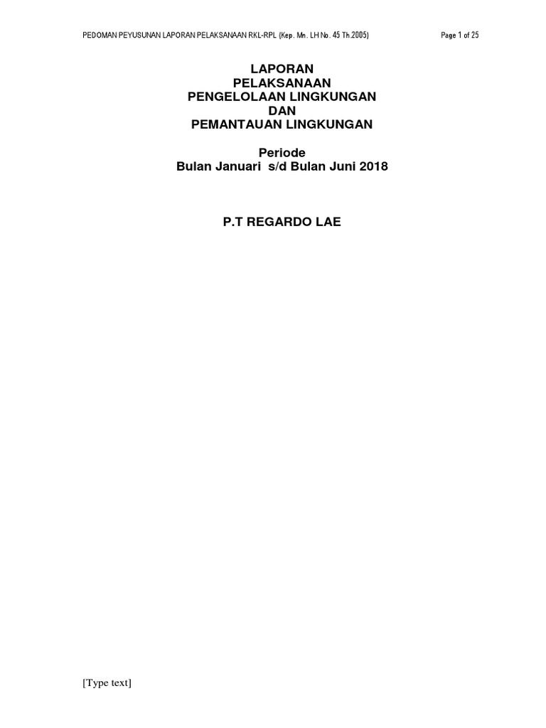 Pedoman Laporan RKL-RPL PLTU Cilacap | PDF