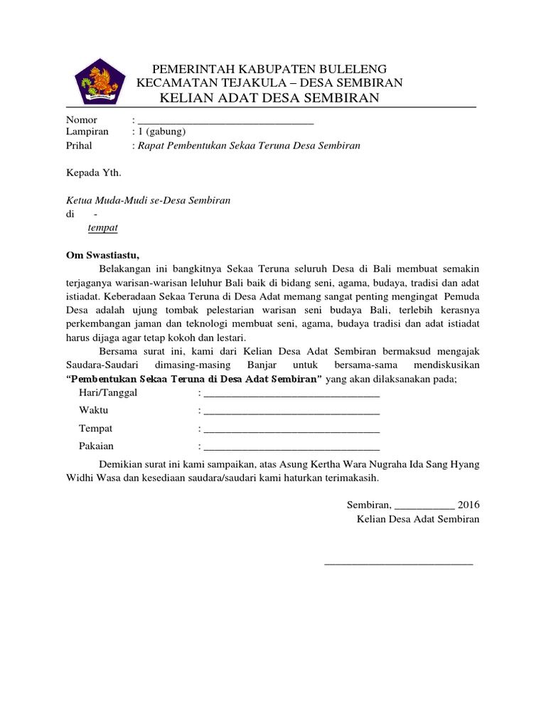 Surat Ketua Muda Mudi | PDF