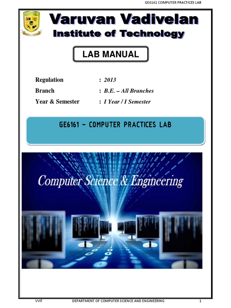 Ge6161 Computer Practices Lab PDF | PDF | C (Programming Language) | Matrix (Mathematics)