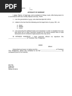 Sample Affidavit of Heirship | PDF | Affidavit | Civil Law (Common Law)