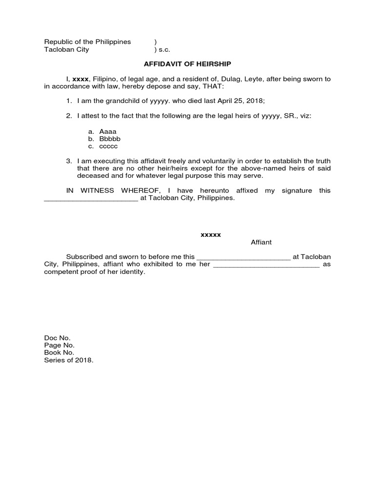 Affidavit of Heirship | PDF