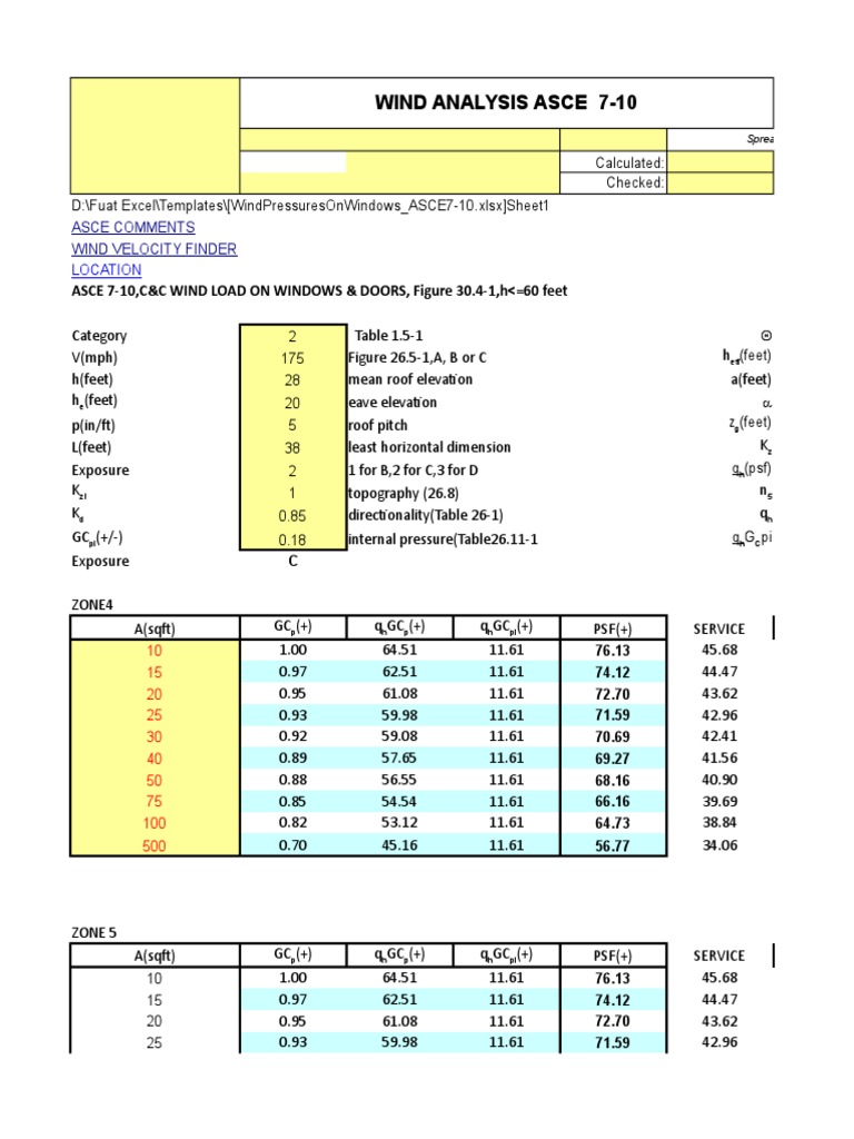 Wind Analysis Asce 7-10: ASCE 7-10,C&C WIND LOAD ON WINDOWS & DOORS ...