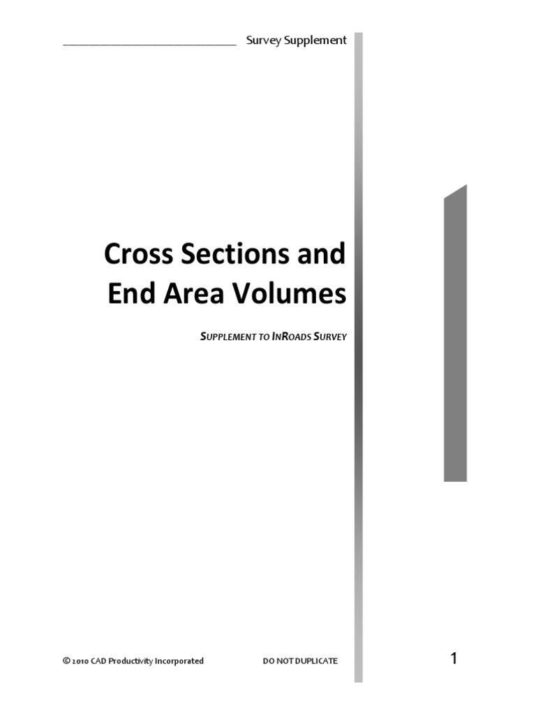 Cross Sections and End Area Volumes Supplement To Inroads Survey | PDF ...