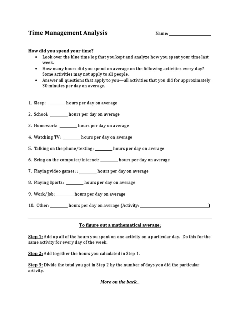 Time Management Analysis | PDF