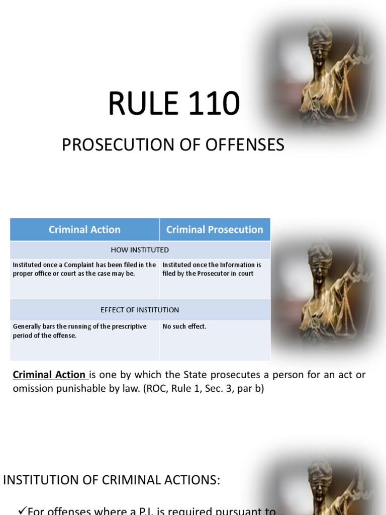 RULE 110: Prosecution of Offenses | Download Free PDF | Prosecutor ...