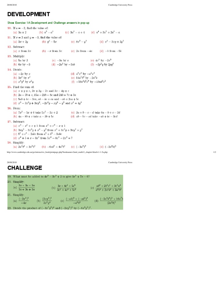 Development: Show Exercise 1A Development and Challenge Answers in Pop ...